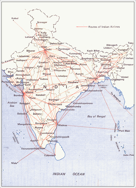 Vliegroutes Indian Airlines | Indiaweb
